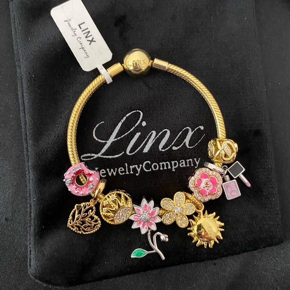 Linx | Jewelry | Linx Yellow Gold Bracelet With Gold And Pink Themed ...